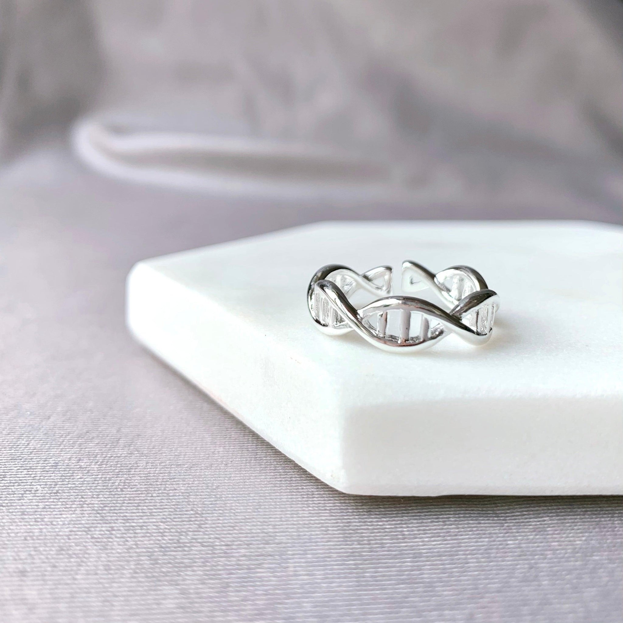 DNA Double Helix Silver Ring – Crystolver | Healing Crystal Gift Shop